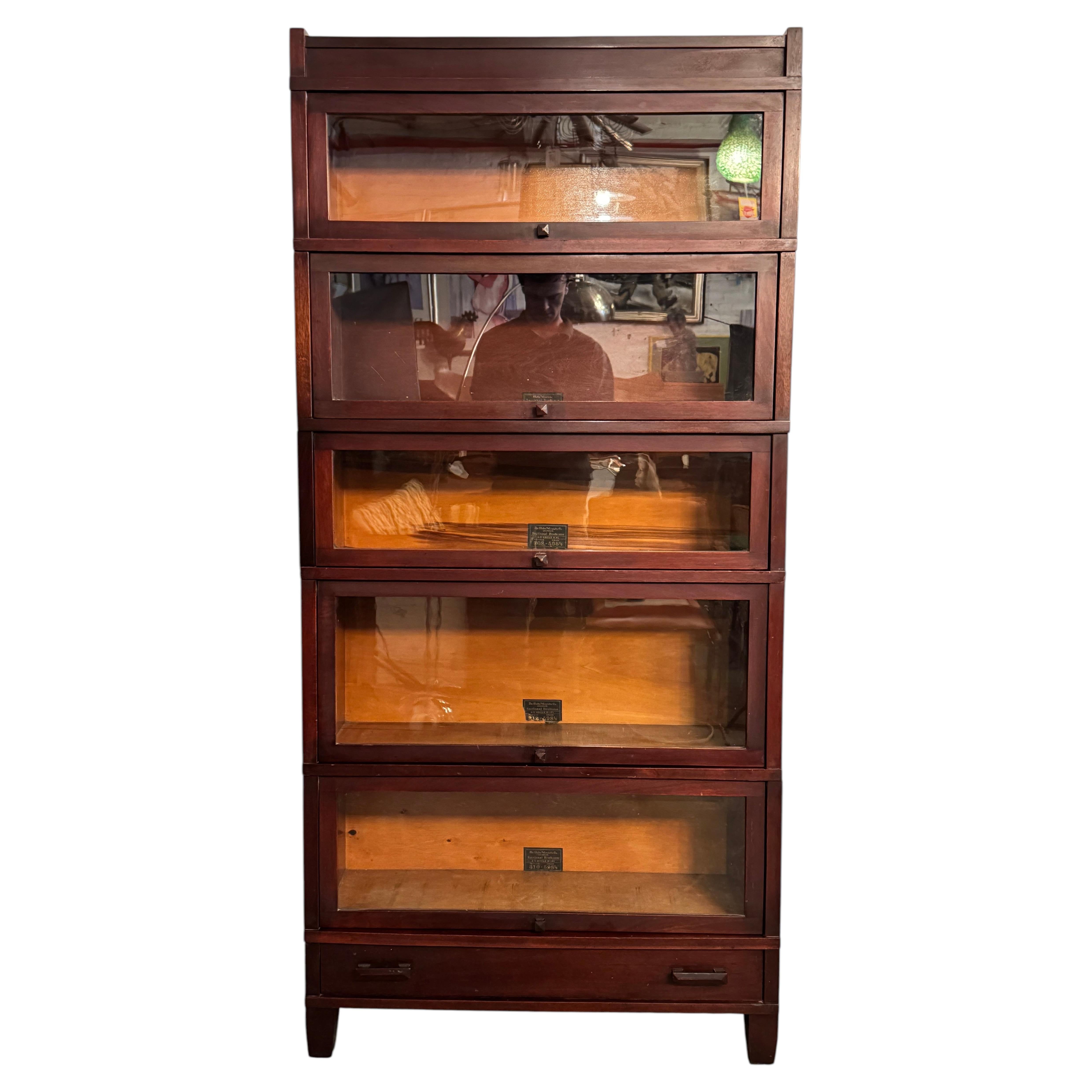 C1930 Mahogany 5 Section Stacking Barrister Bookcase For Sale at 1stDibs