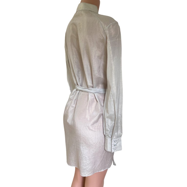 Glodwash over gray silk gossamer tunic shirt dress - NWT For Sale at ...