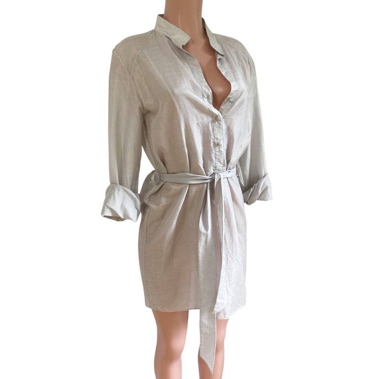 Glodwash over gray silk gossamer tunic shirt dress - NWT For Sale at ...