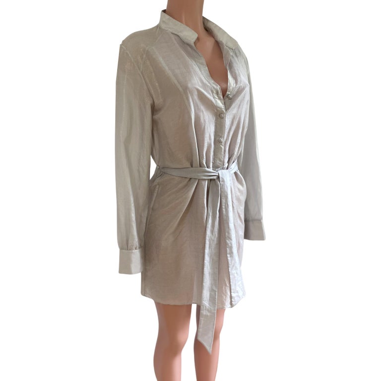 Glodwash over gray silk gossamer tunic shirt dress - NWT For Sale at ...