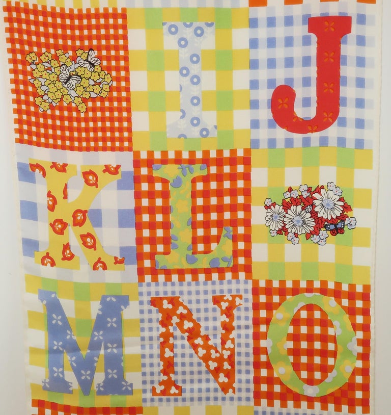 Gloria Vanderbilt ABC Gingham Silk Scarf, 1970's at 1stDibs