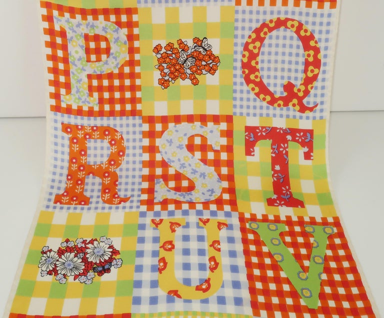 Gloria Vanderbilt ABC Gingham Silk Scarf, 1970's at 1stDibs