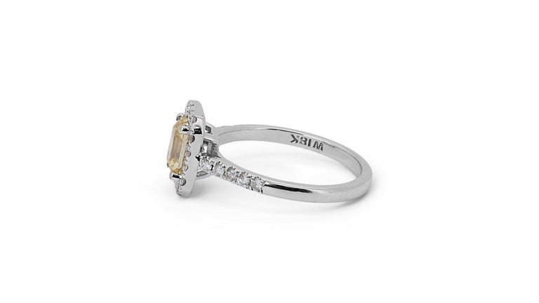 Glorious 18k White Gold Halo Ring with 1.43ct Natural Diamonds GIA ...