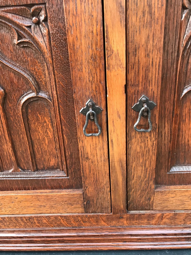 Glorious Looking Antique Handcrafted Oak Gothic Revival Hanging Wall ...