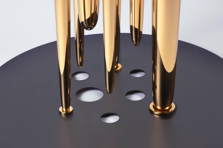 Glory Hole Side Table in Statuary Marble and Brass Polished by Richard ...