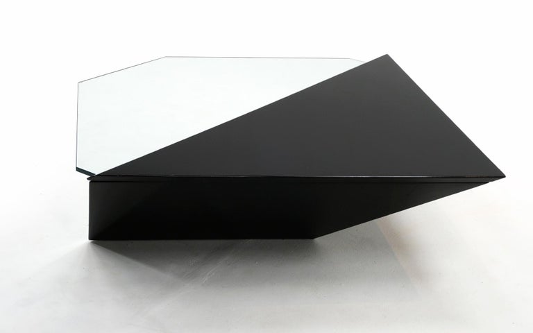 Gloss Black and Glass Coffee Table by Roger Rougier, Expertly Restored ...