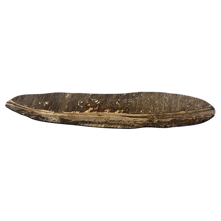 Gloss Bronze Extra Large Palm Leaf Design Glass Platter, Brazil ...