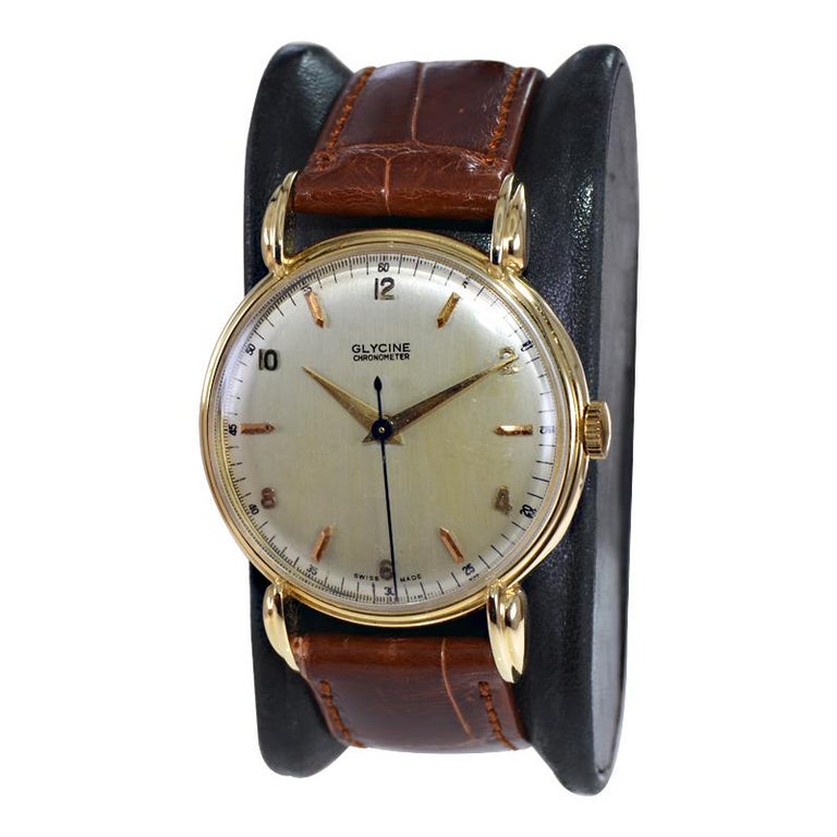 Glycine 18Kt. Solid Yellow Gold Art Deco Classic Round Manual Watch ...