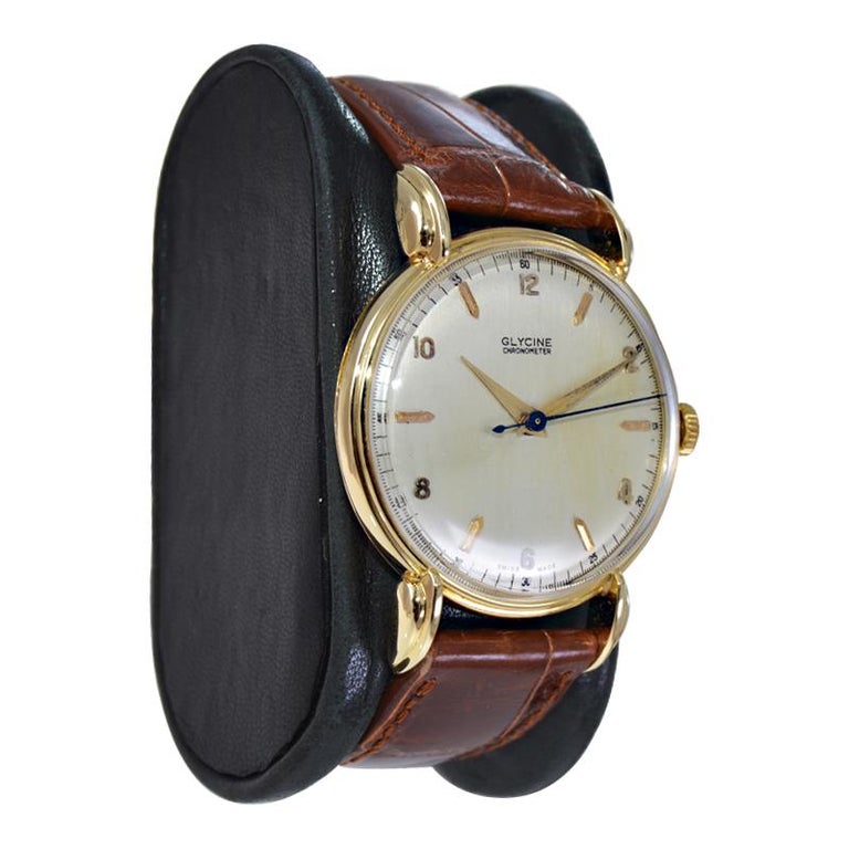 Glycine 18Kt. Solid Yellow Gold Art Deco Classic Round Manual Watch ...
