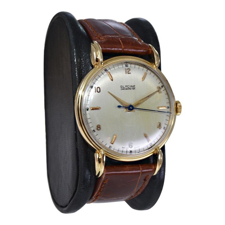 Glycine 18Kt. Solid Yellow Gold Art Deco Classic Round Manual Watch ...