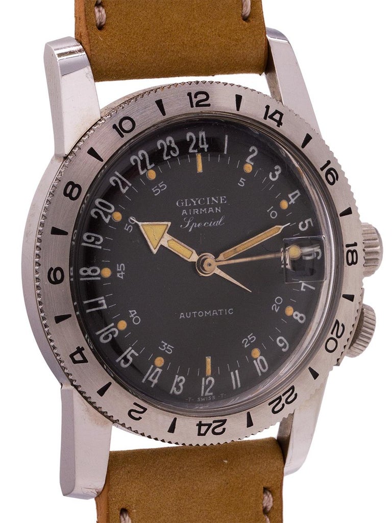 Glycine stainless steel Airman Automatic wristwatch, circa 1965 at 1stDibs