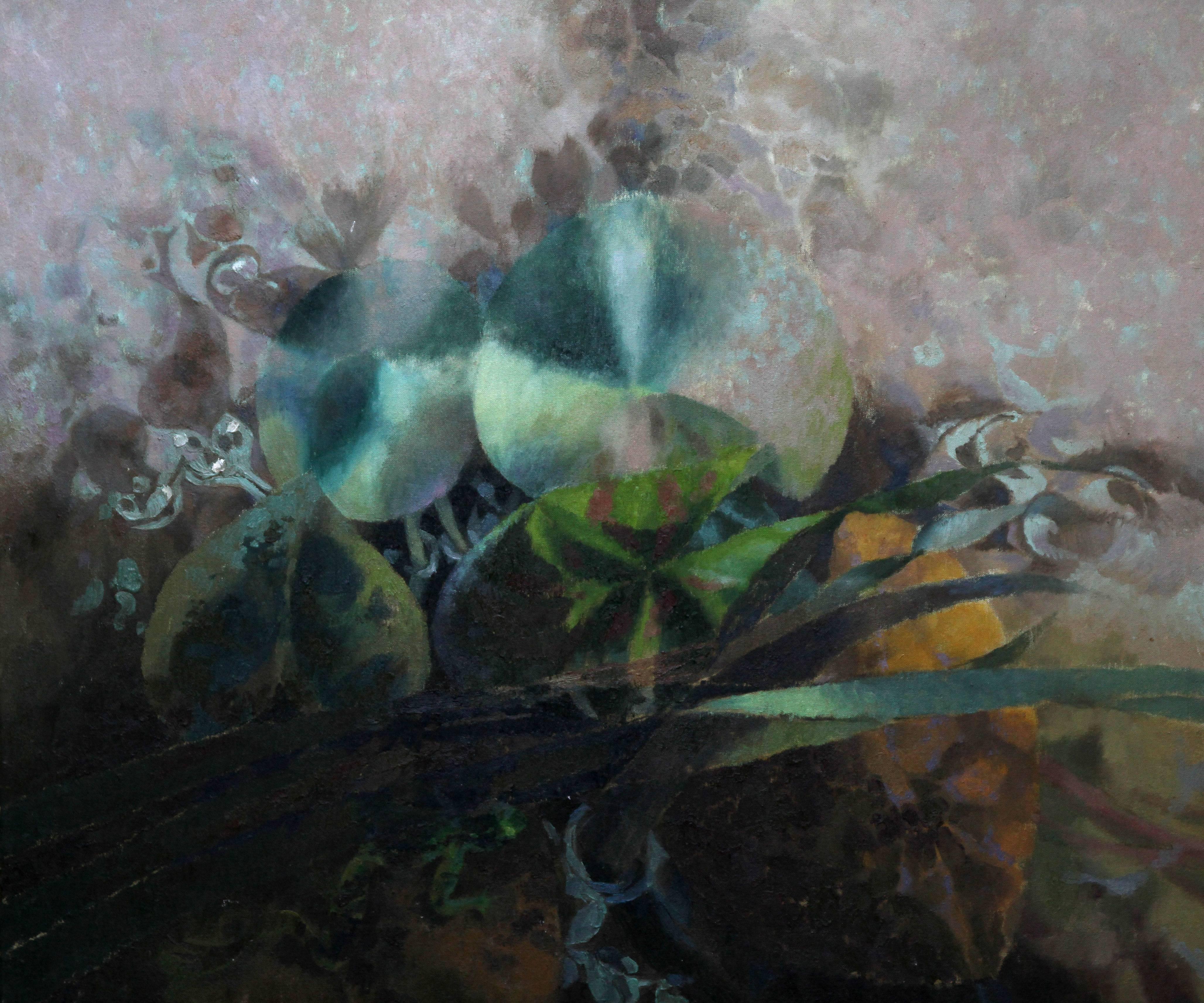 Glyn Morgan - Landscape with Nesting Birds - Welsh Abstract art oil ...