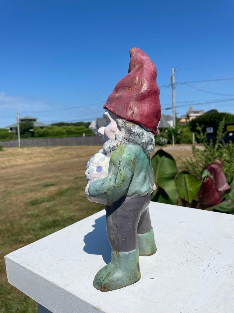 Gnome Garden Sculpture in Original Paint "Flower Pot" For Sale at ...