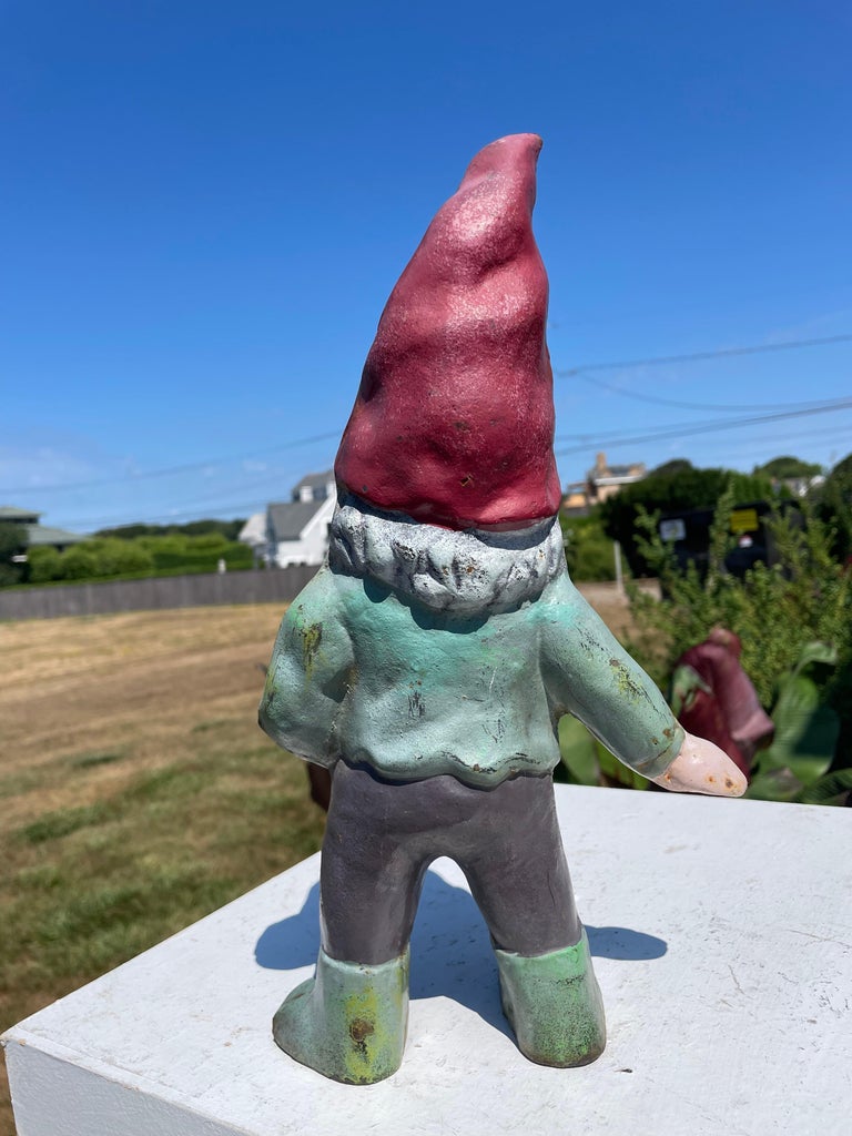 Gnome Garden Sculpture in Original Paint "Flower Pot" For Sale at ...