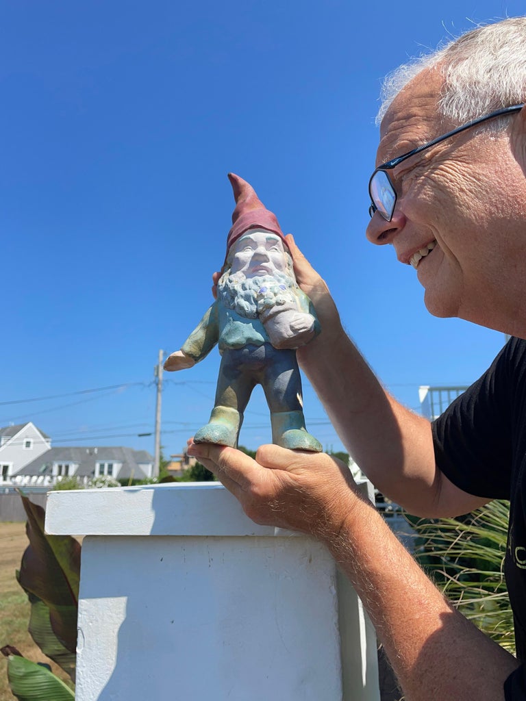 Gnome Garden Sculpture in Original Paint "Flower Pot" For Sale at ...