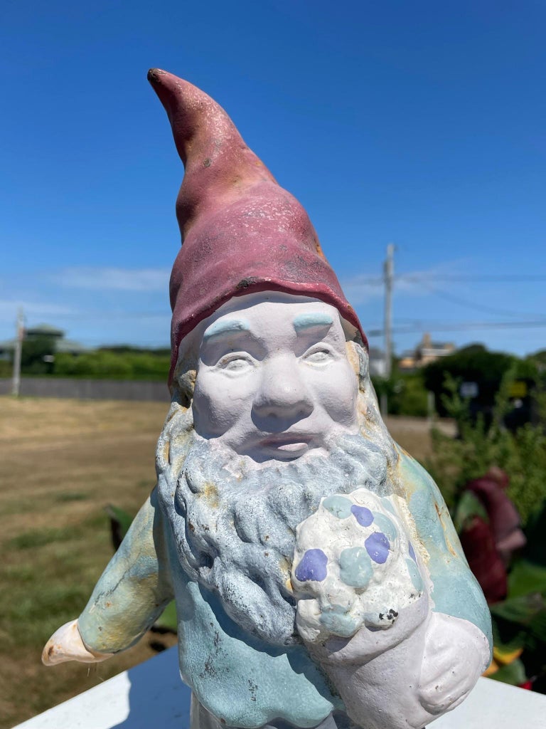 Gnome Garden Sculpture in Original Paint "Flower Pot" For Sale at ...