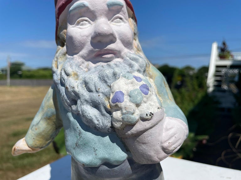 Gnome Garden Sculpture in Original Paint "Flower Pot" For Sale at ...