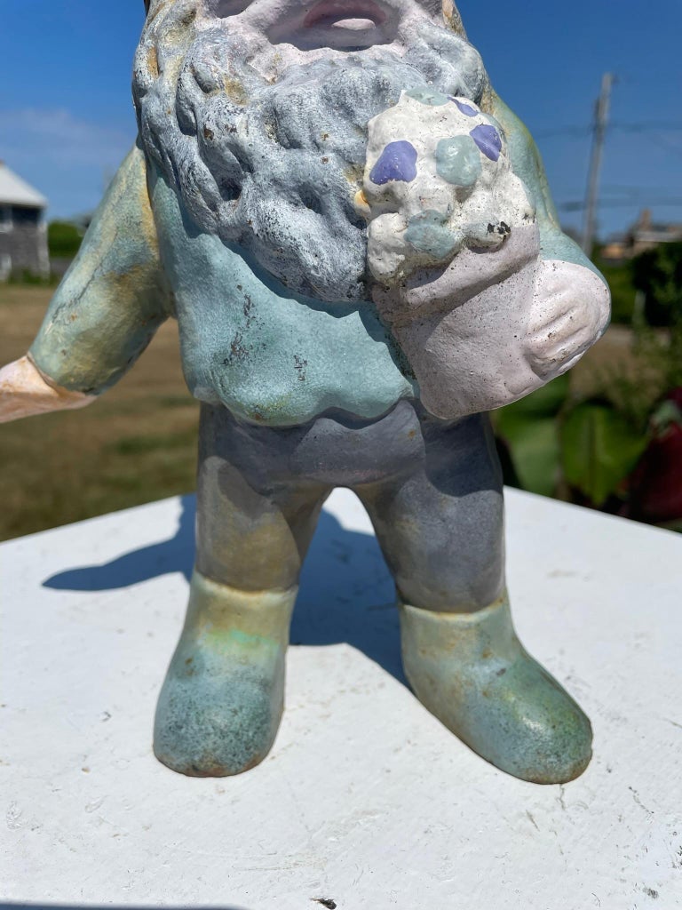 Gnome Garden Sculpture in Original Paint "Flower Pot" For Sale at ...