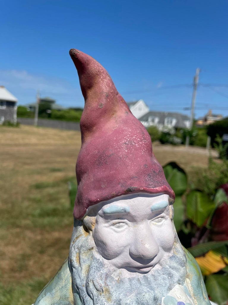Gnome Garden Sculpture in Original Paint "Flower Pot" For Sale at ...