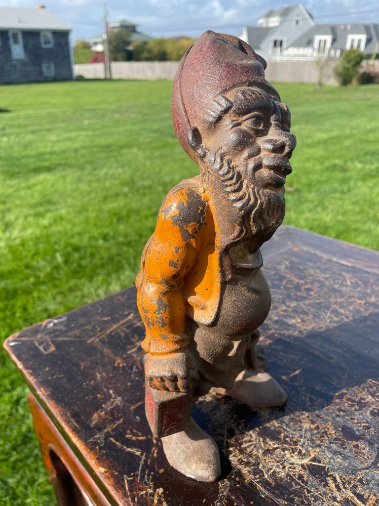 Gnome Rare Orange Garden Gate Lantern Sculpture "Keeper of Keys" For ...
