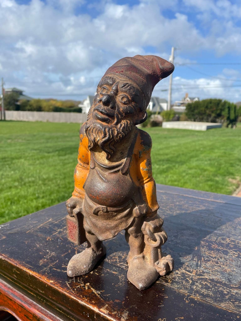 Gnome Rare Orange Garden Gate Lantern Sculpture "Keeper of Keys" For ...