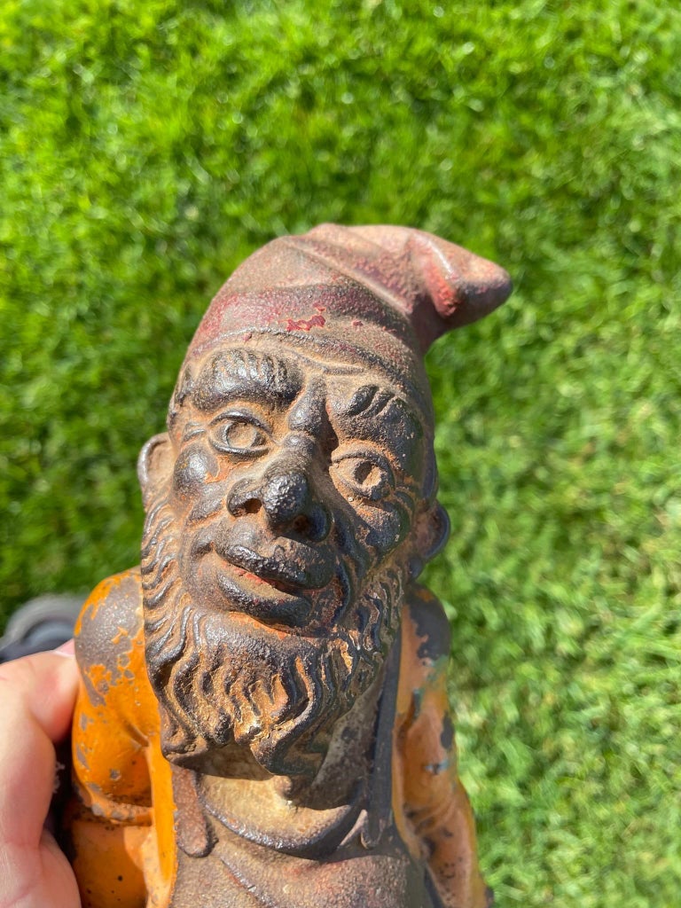 Gnome Rare Orange Garden Gate Lantern Sculpture "Keeper of Keys" For ...