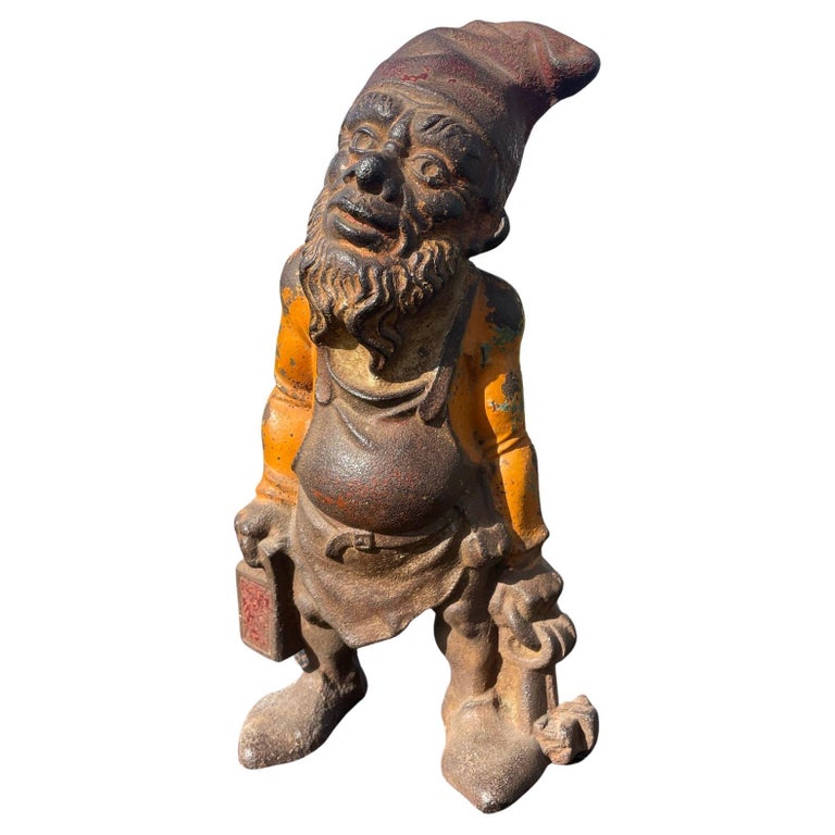 Gnome Rare Orange Garden Gate Lantern Sculpture "Keeper of Keys" For ...