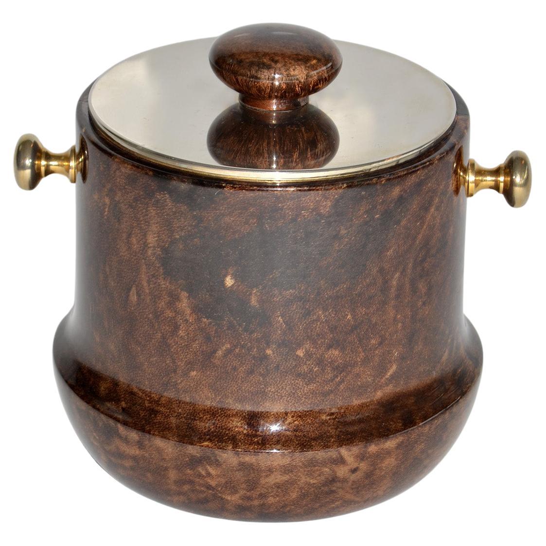 Aldo Tura Goatskin Ice Bucket For Sale at 1stDibs