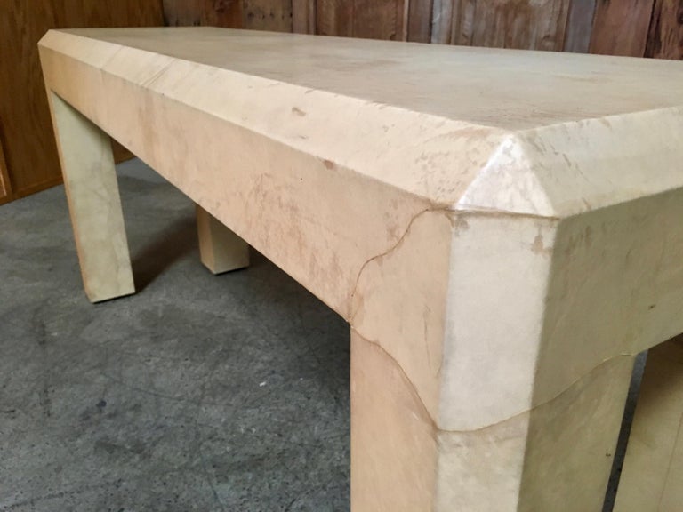 Goatskin Wrapped Console Table at 1stDibs