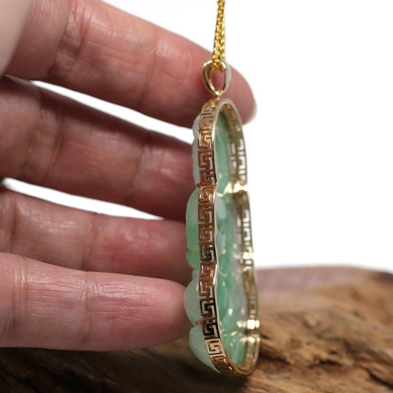 "Goddess of Compassion" 14k Yellow Gold Burmese Jadeite Jade Guanyin ...