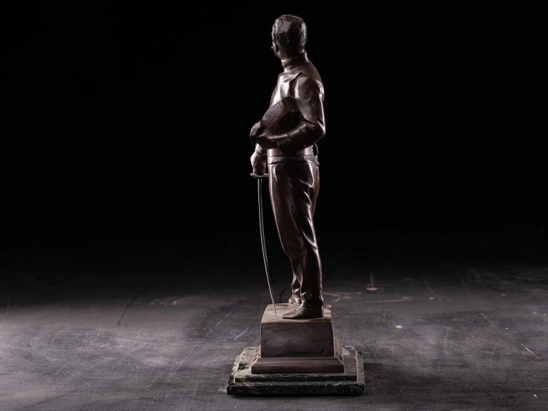 19th, Bronze Patinated statue of Fencer For Sale at 1stDibs