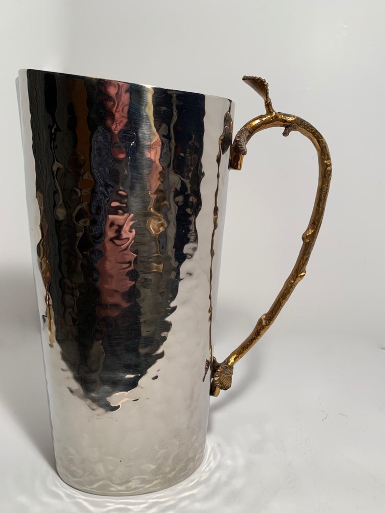 Godinger Hammered Pitcher with Brass Leaf and Twig Handle For Sale at ...