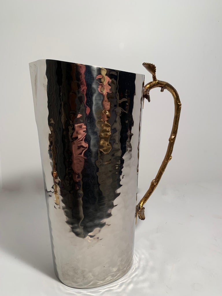 Godinger Hammered Pitcher with Brass Leaf and Twig Handle For Sale at ...