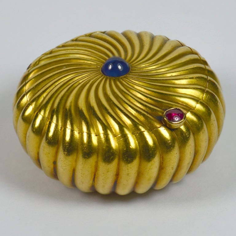 Godronne Gold Sapphire Ruby Pill Box at 1stDibs