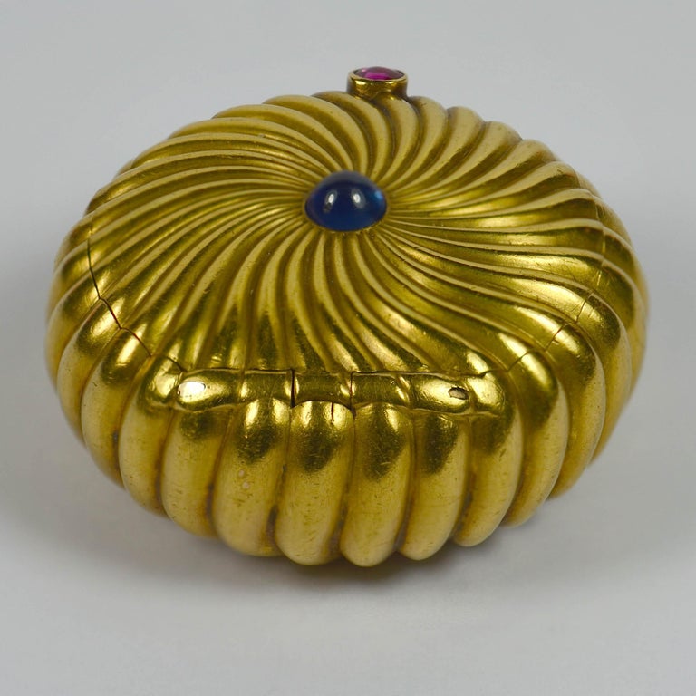 Godronne Gold Sapphire Ruby Pill Box at 1stDibs