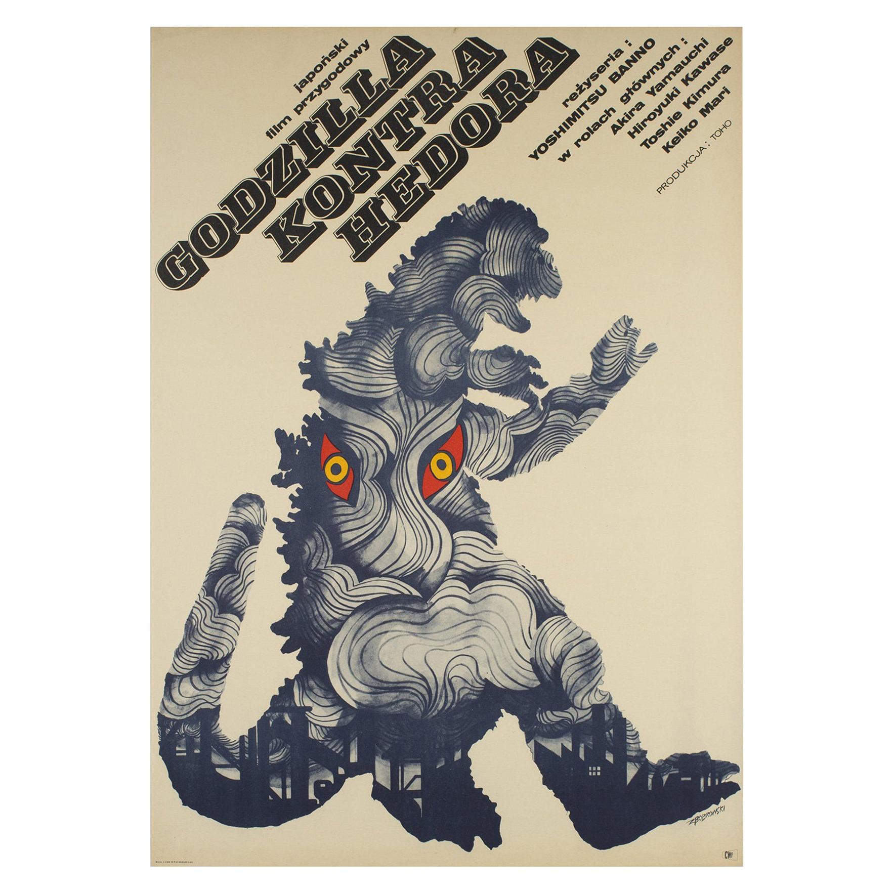 Godzilla Vs Hedorah Polish Film Poster, Zygmunt Bobrowski, 1973 at 1stDibs