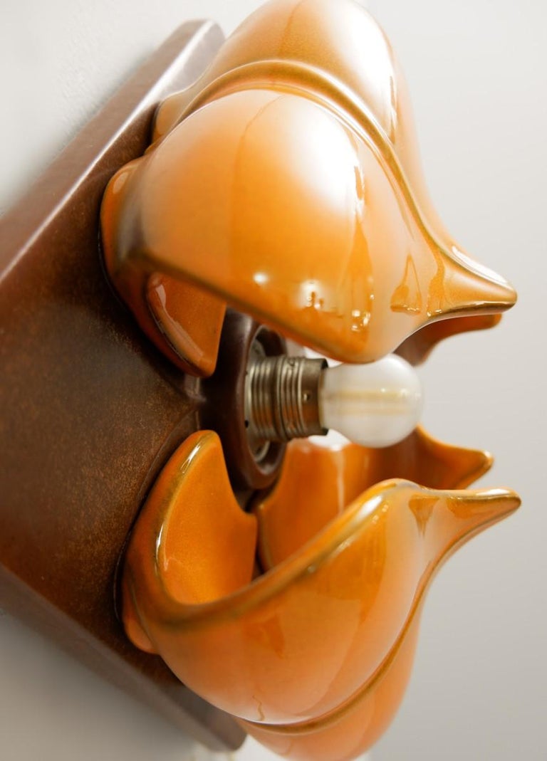 Goebel Ceramic Flower Wall Lamps, Germany, 1960s For Sale at 1stDibs