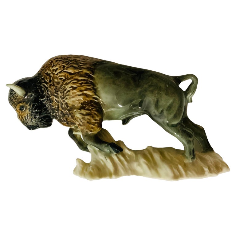 Goeble Porcelain Figurine of a Buffalo/Bison For Sale at 1stDibs