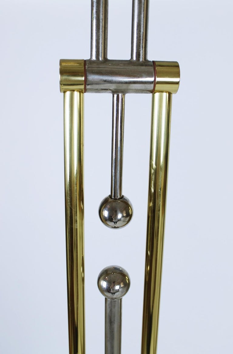 Goetz Chrome and Brass Adjustable Halogen Floor Lamp with Dimmer ...