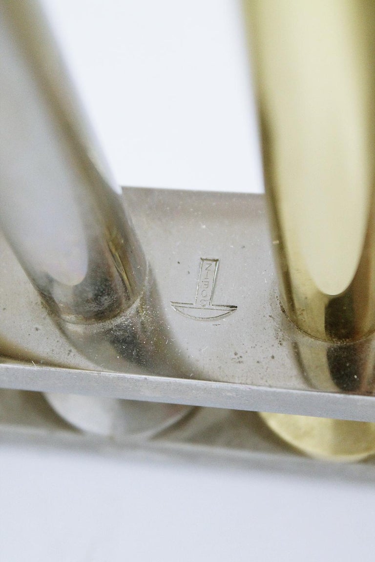 Goetz Chrome and Brass Adjustable Halogen Floor Lamp with Dimmer ...