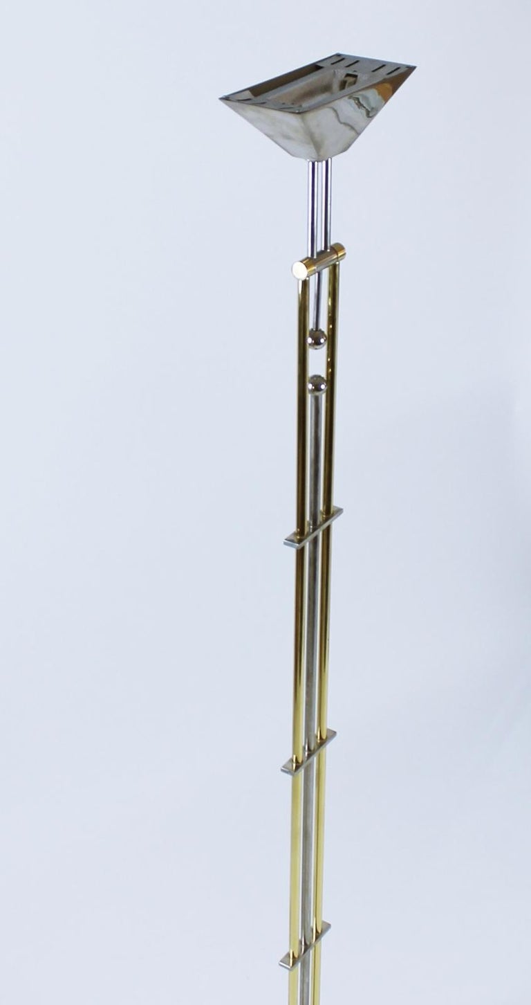 Goetz Chrome and Brass Adjustable Halogen Floor Lamp with Dimmer ...