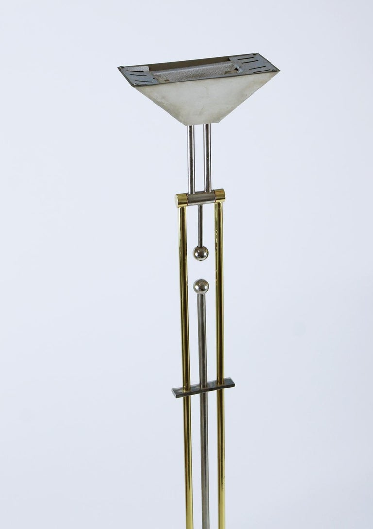 Goetz Chrome and Brass Adjustable Halogen Floor Lamp with Dimmer ...