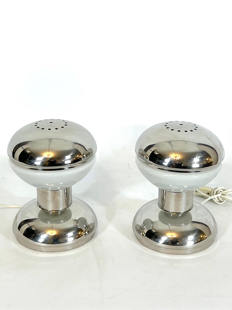 Goffredo Reggiani, Chrome and Milk Glass Table Lamps from 70s For Sale ...