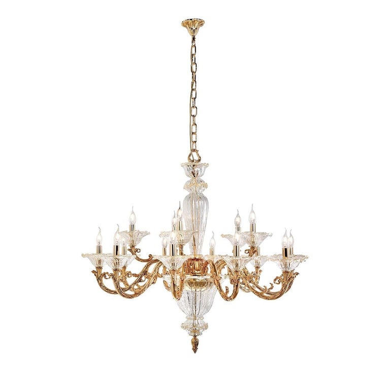 Gold 15-Light Chandelier For Sale at 1stDibs | 15 light chandeliers