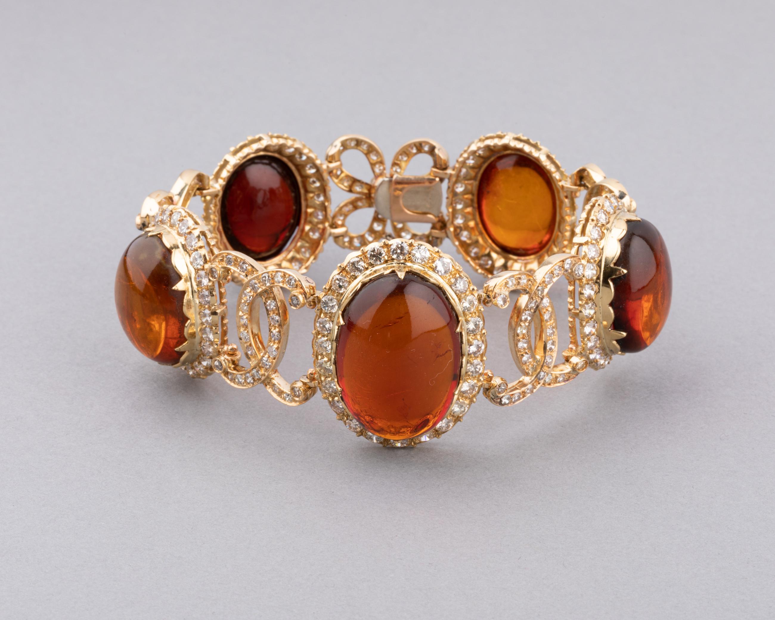 Gold 8 Carats Diamonds and Amber Vintage Bracelet For Sale at 1stDibs ...