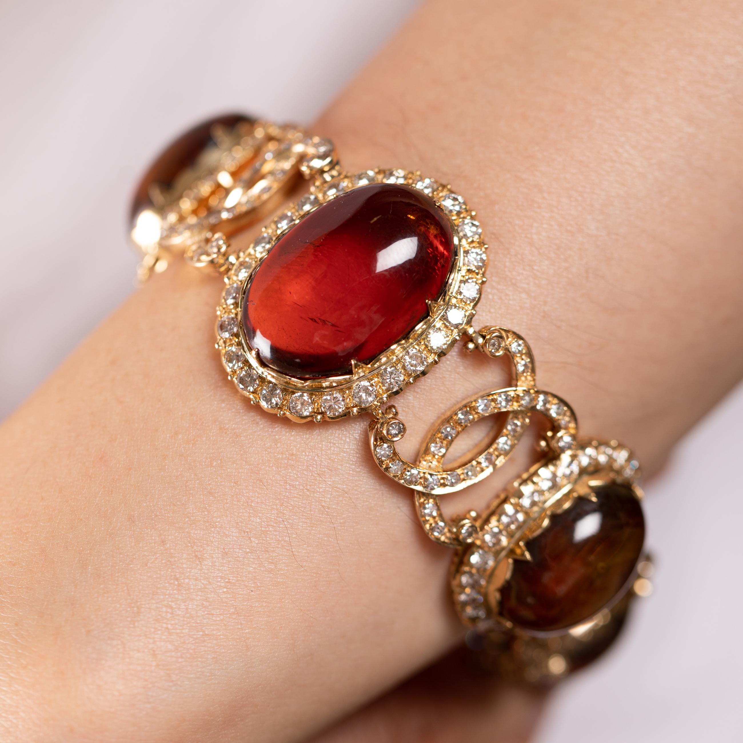 Gold 8 Carats Diamonds and Amber Vintage Bracelet For Sale at 1stDibs ...