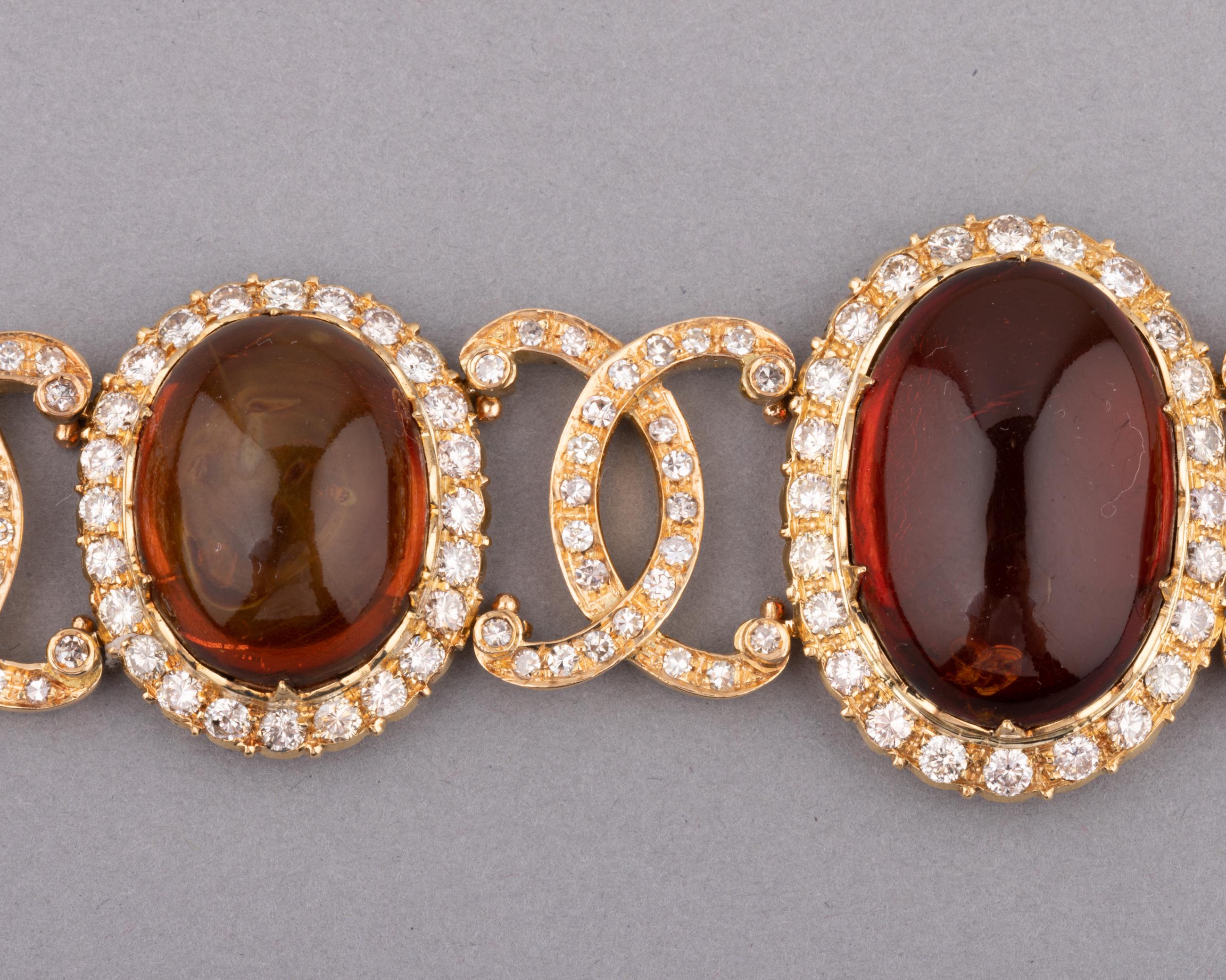 Gold 8 Carats Diamonds and Amber Vintage Bracelet For Sale at 1stDibs ...