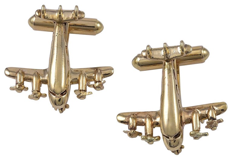 Gold Airplane Cufflinks For Sale at 1stDibs
