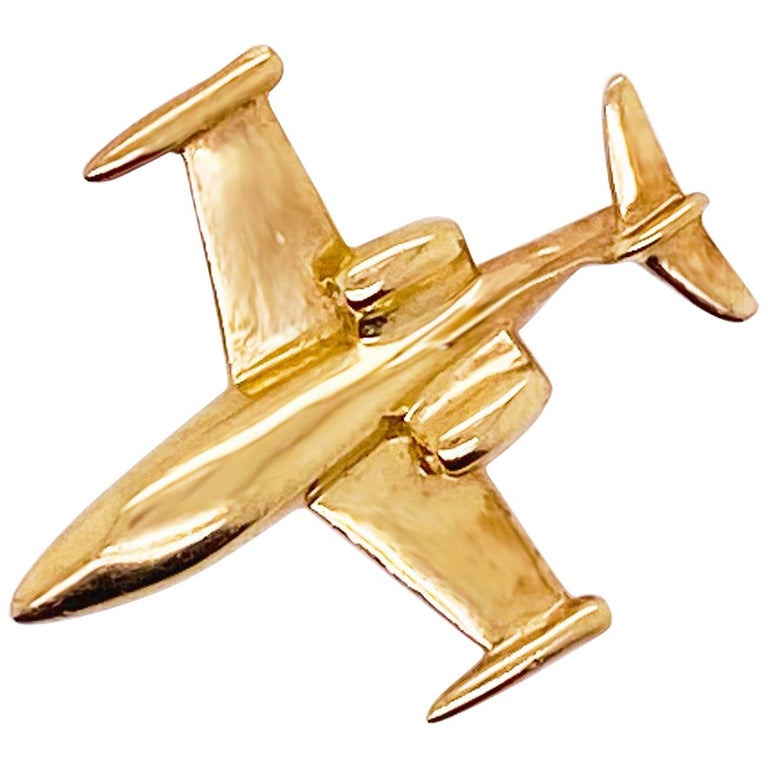Gold Airplane Pendant, Yellow Gold, Air Force, Travel, Vacation, Flying ...