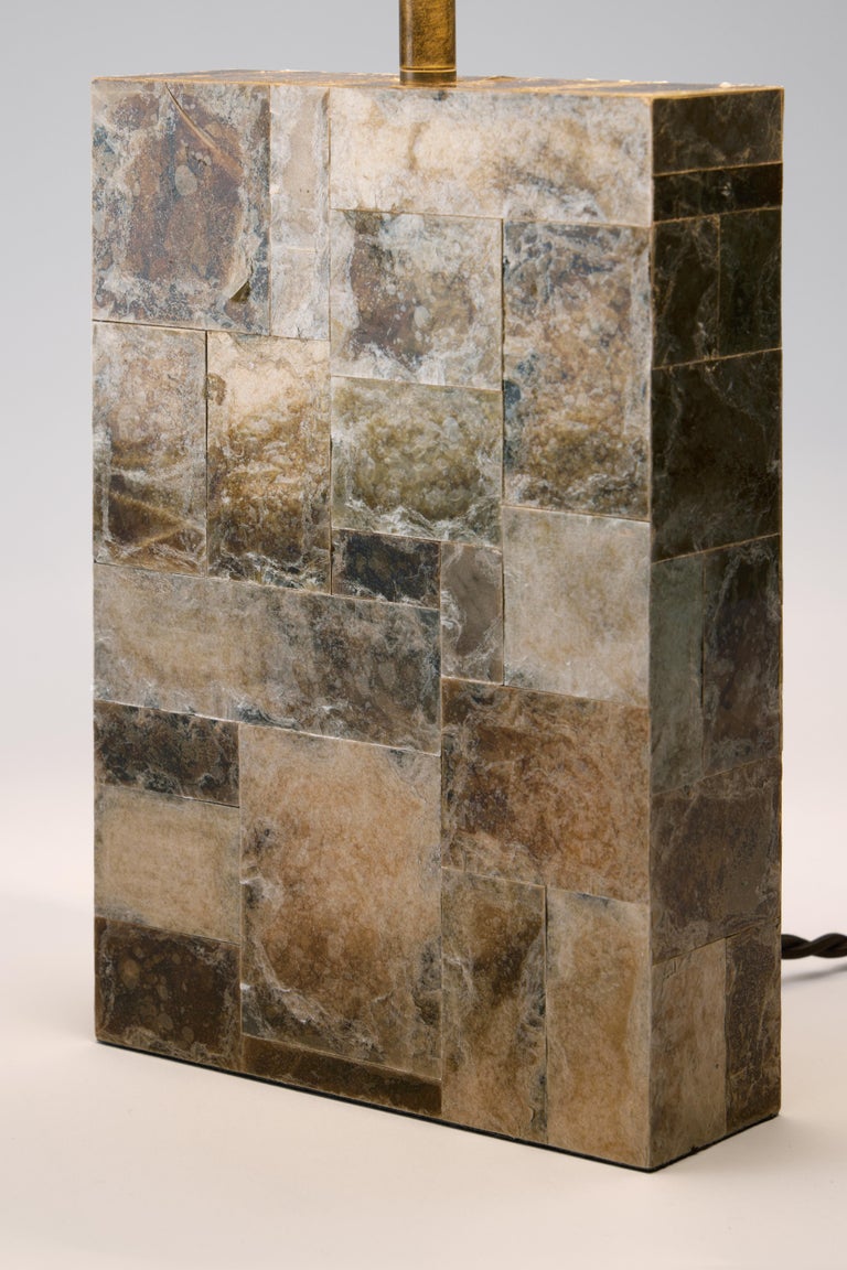 Gold, Amber and Bronze-Colored Mica and Patinated Brass Table Lamp For ...